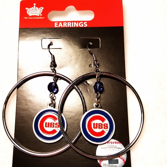 Aminco | Jewelry | Chicago Cubs Earrings Dangle Bead 2 Hoop | Poshmark